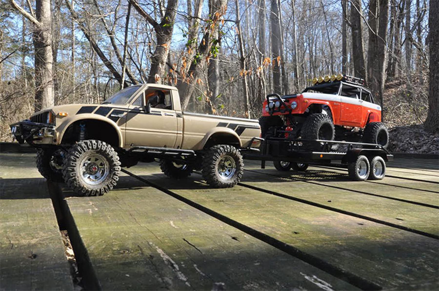 RC Trailer Metal 1/10 Scale Trailer Kit, for RC Crawler axial SCX10 D90 Wrangler TRX6 TRX4 Redcat GEN8 RGT 86100 SMT CFX CC01 CC02 LC80 trx4 Upgrades (RC Trailer Kit and Elastic Kinetic Winch Strap)