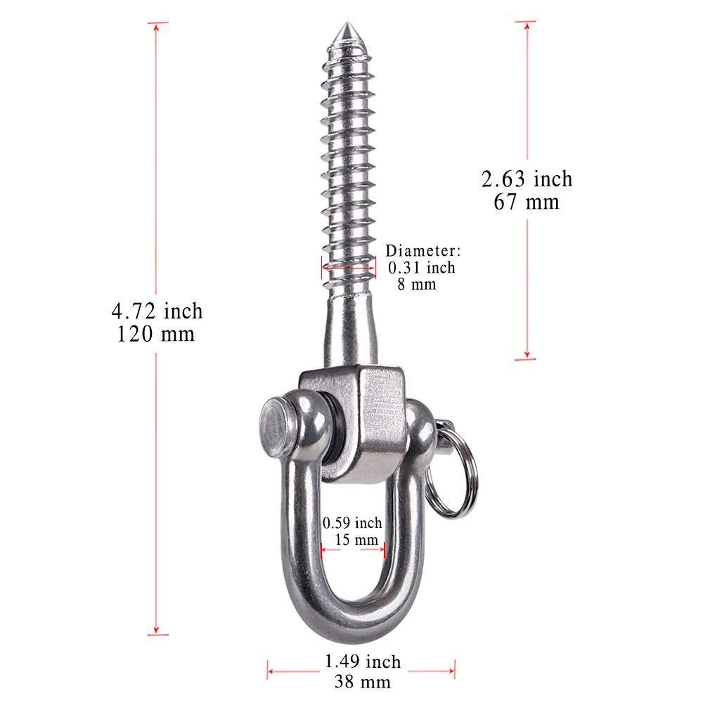 SELEWARE 2 Pack Swing Hangers Swing Set Hooks Stainless Steel Hammock Hooks for Porch Swing, Hammock Chair, Heavy Bag, Yoga Silk, Suspension Straps, Gymnastics Rings