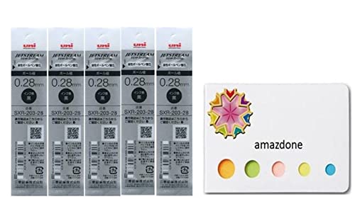 uni Jetstream EDGE 0.28mm Oil-based Ballpoint pen refills(SXR-203-28 Black) 5-pack/amazdone Sticky Notes Value Set, 6 Piece Set