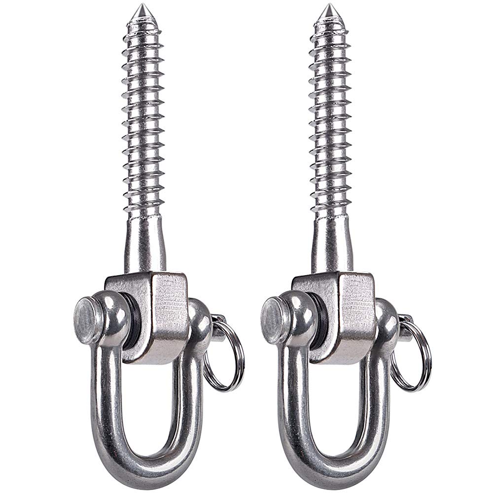 SELEWARE 2 Pack Swing Hangers Swing Set Hooks Stainless Steel Hammock Hooks for Porch Swing, Hammock Chair, Heavy Bag, Yoga Silk, Suspension Straps, Gymnastics Rings