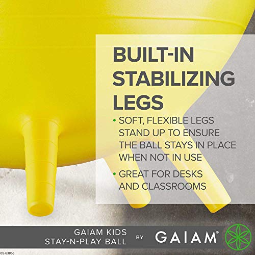 Gaiam Kids Stay-N-Play Children's Balance Ball - Flexible School Chair Active Classroom Desk Alternative Seating, Blue, Orange Junior, Lime Junior and Grey, 52cm