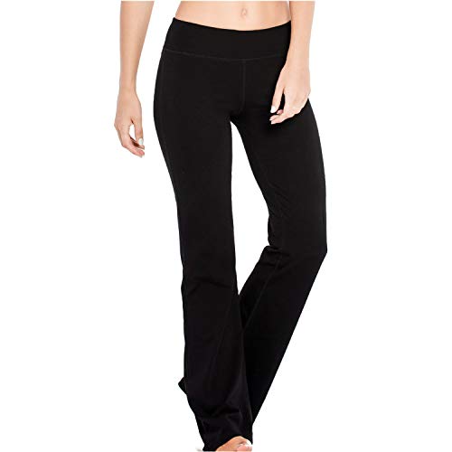 Houmous S-XXXL 29''31''33''35'' Inseam Women's Cotton Bootcut Pants Inner Pocket(Regular-33 Inseam-Black, Large)
