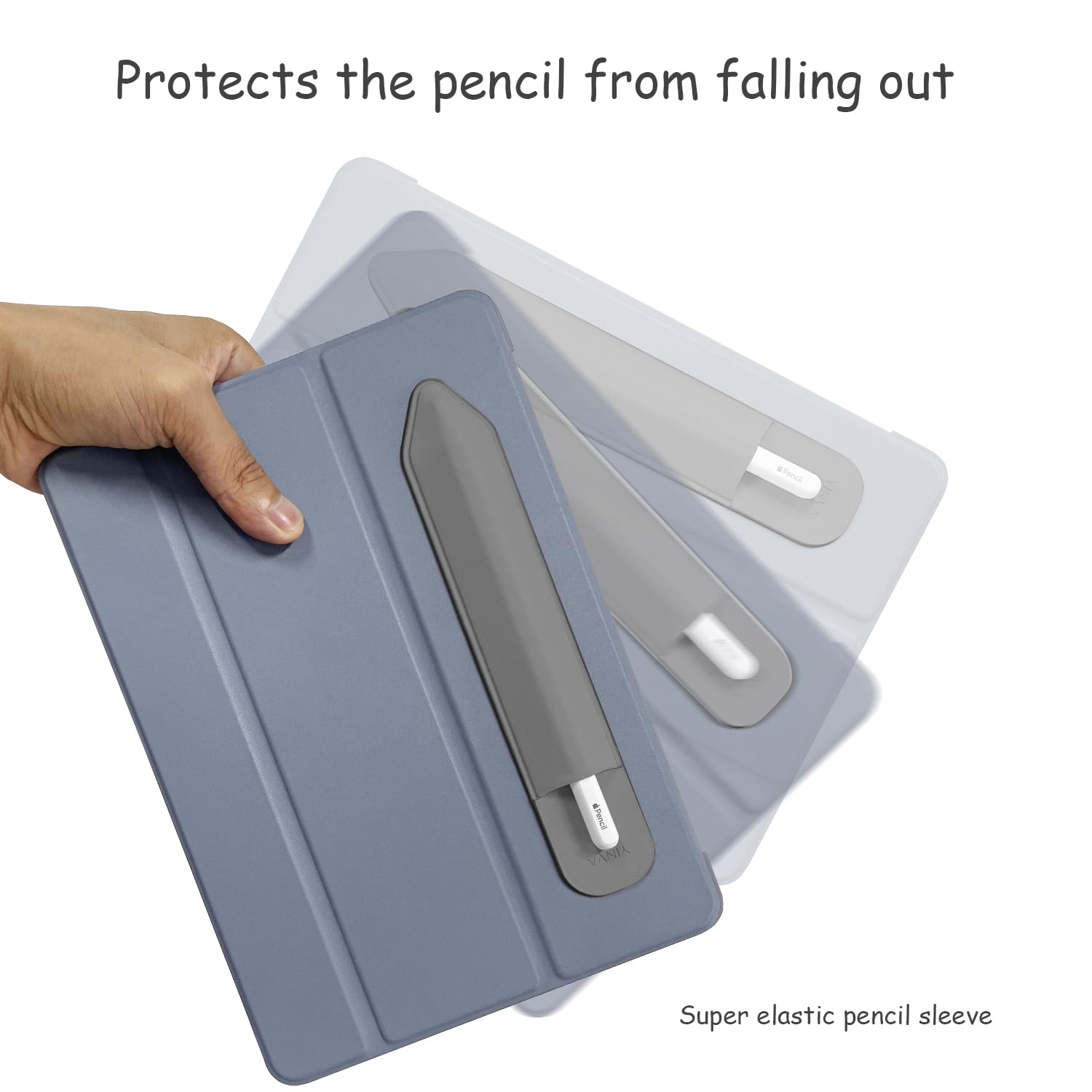 YINVA Pencil Case Compatible with Apple Pencil 2nd Generation and 2 1 Gen, Elastic Pencil Pouch Case Accessories Design for iPad and Stylus (Gray)