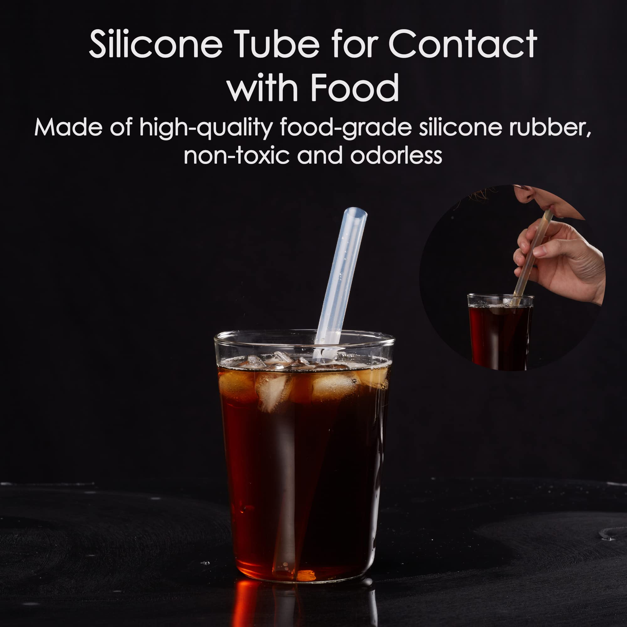 Clear Silicone Hose, FULL JADE 3/8" ID x 1/2" OD Flexible Pure Silicone Hose Tube High Temperature Heat Resistant Food Grade Elastic Rubber Tubing(10 Ft)
