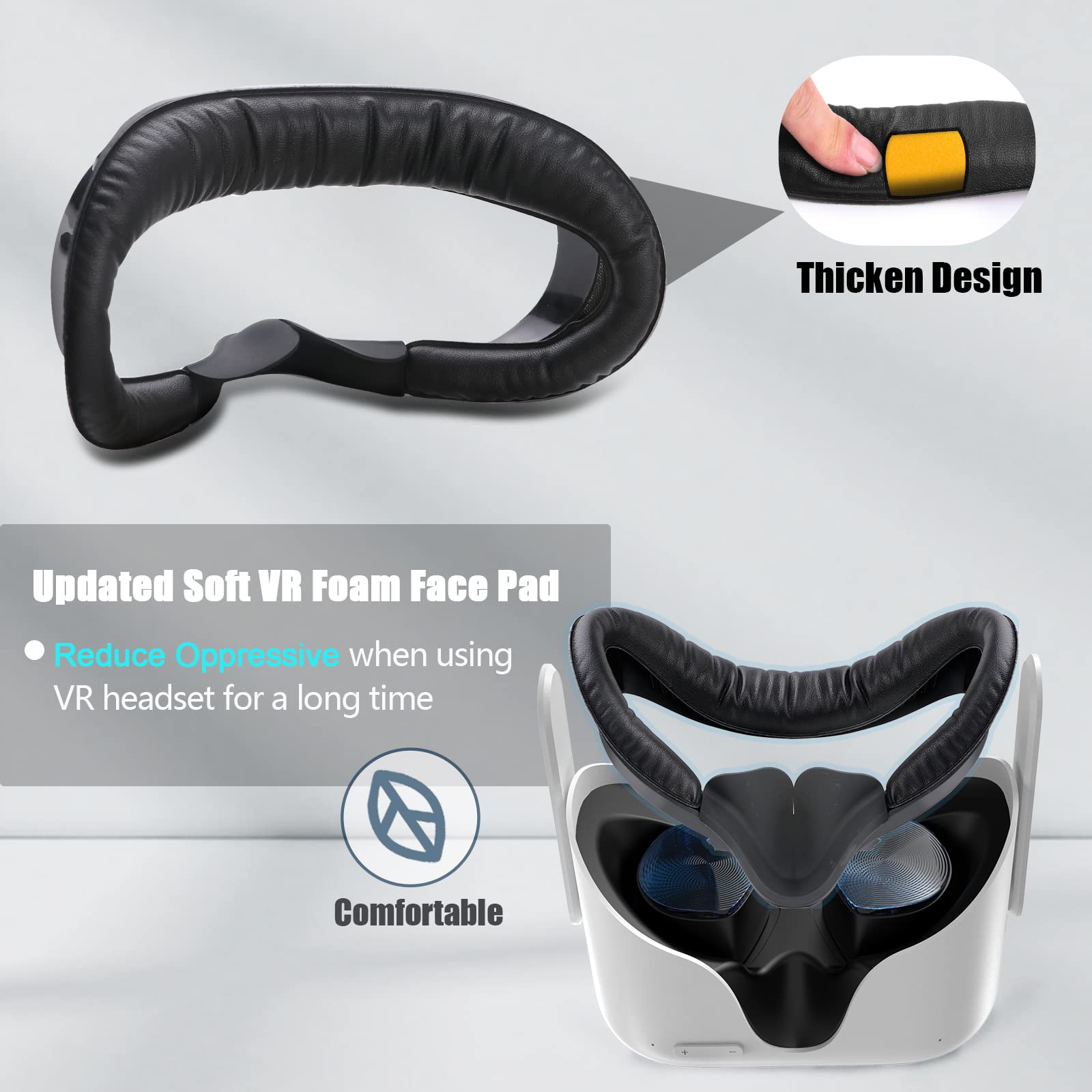 Hanpusen VR Face Pad for Oculus Quest 2 Accessories, 6-in-1 Set Facial Interface Bracket Face Cushion Cover, with 2pcs Sweat Proof Leather Foam Replacement, Lens Cover, Nose Pad, Shakes Stick Caps