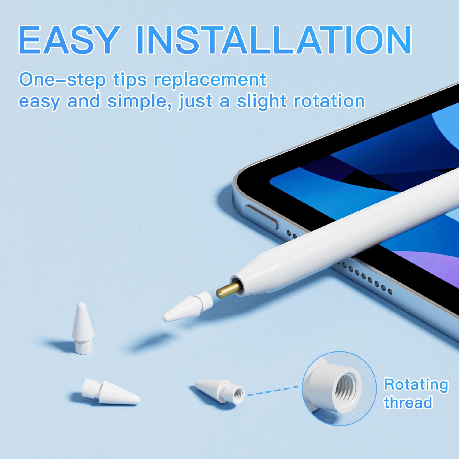 Replacement Tips Compatible with Apple Pencil 2 Gen ipad Pro Pencil - iPencil Nib for ipad Pencil 1 st/Pencil 2 Gen (White)