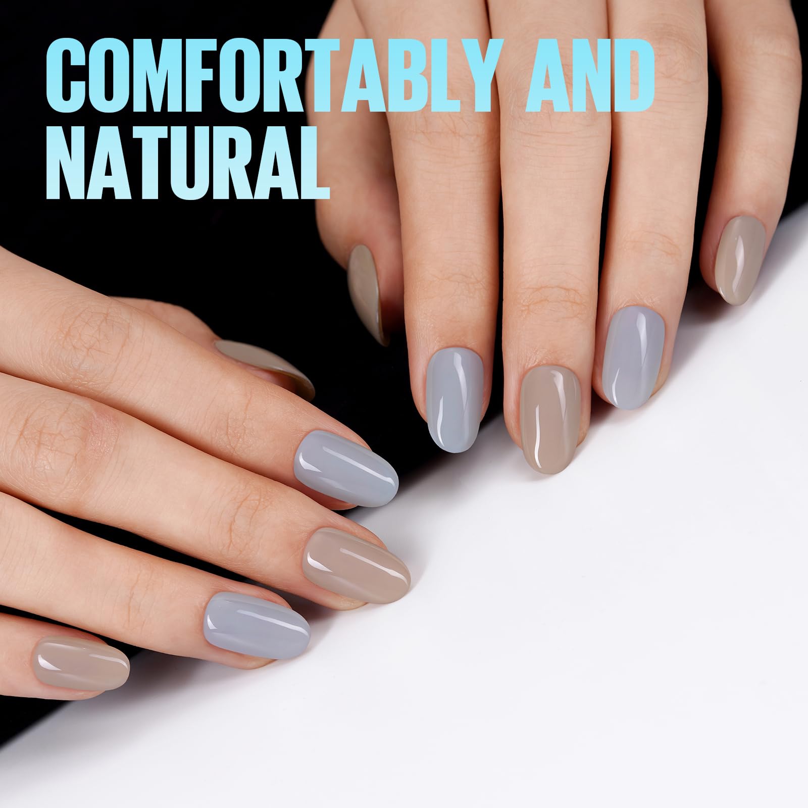 TOMICCA Short Oval Nail Tips, 240Pcs Acrylic Full Matte Nail Tips, 12 Sizes No C Curve Fake Half Cover Nail Tips for Nail Extension Salon Home DIY