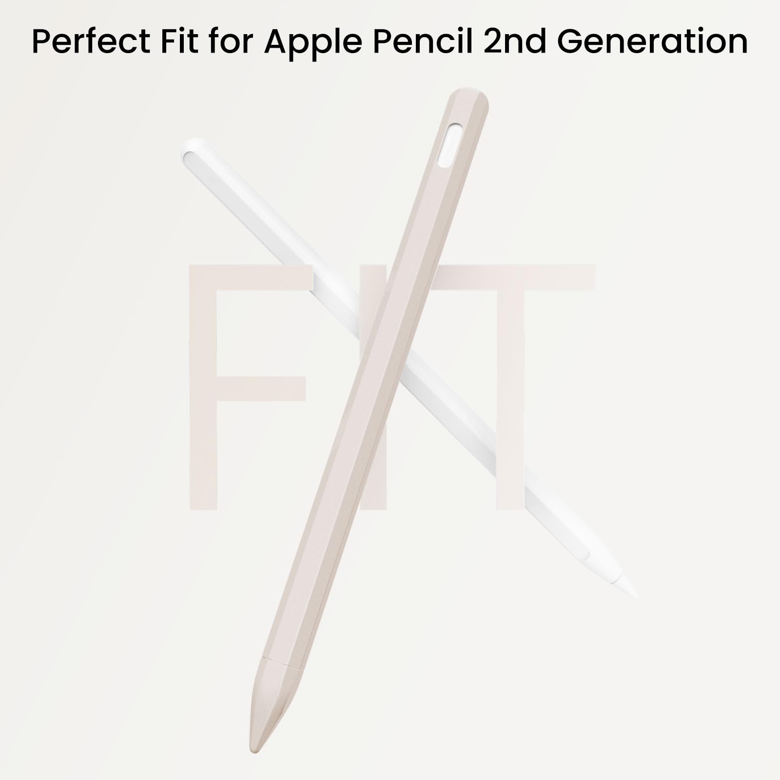 KELIFANG Silicone Case for Apple Pencil Pro 2024 & Apple Pencil 2nd Generation, Protective Skin Sleeve Cover Holder Grip and Tip Cap Accessories Compatible with iPad Pro 11 12.9 13 Inch, Starlight