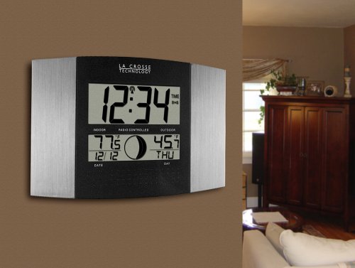 La Crosse Technology WS-8117U-IT-AL Atomic Wall Clock with Indoor/Outdoor Temperature