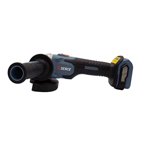 SENIX X2 20 Volt Max* 5-Inch Brushless Angle Grinder Tool, 8500 RPM Max, 3-Position Auxiliary Handle, Spring-Loaded Safety Slide Switch, 2.5 Ah Battery and Charger Included (PAX2125-M2)