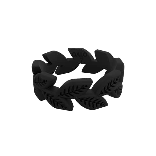 QALO Women's Rubber Silicone Ring, Vine Rubber Wedding Band, Breathable, Durable Engagement Silicone Ring, 5.8mm Wide 1.75mm Thick, Black, Size 7