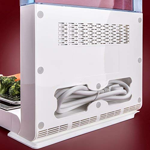 STX Evolution Foldable Family-Sized Food Steamer, Model STX-EV-WH, Featuring a Large Capacity (1.8 Liter) BPA-Free Water Reservoir with Time Matched Water Levels and Dual Level Stackable Trays