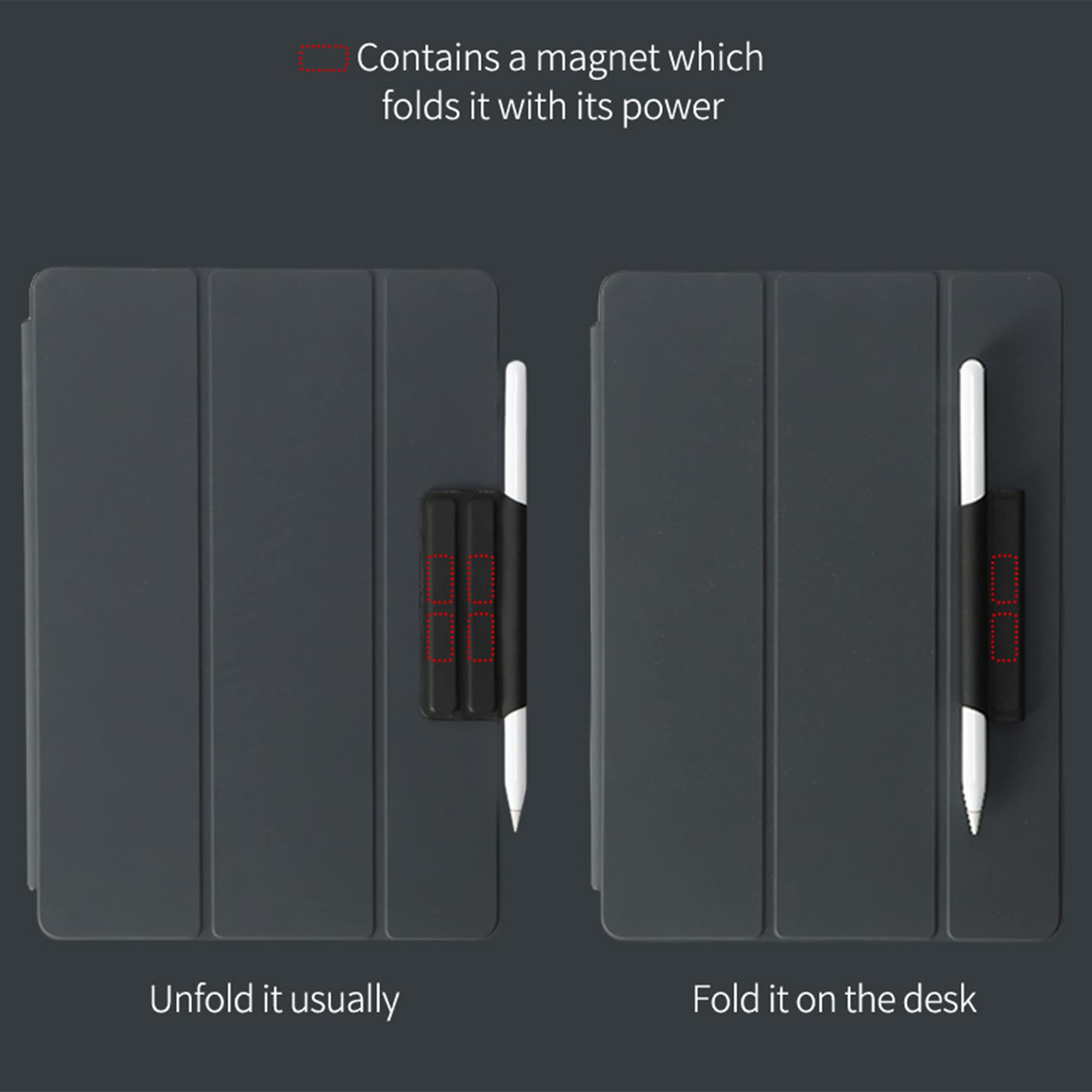 OFA Pencil Holder Case Compatible with Pencil 1st/2nd/Pro, Functional, Foldable, Built-in Magnetics Cover Accessories, Apple Pencil 2nd / Pro Wireless Charging, Fure White