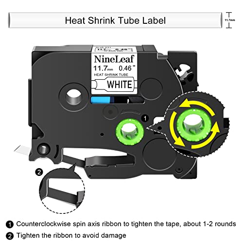 NineLeaf 1 Pack Black on White Heat Shrink Tubes Label Tape Compatible for Brother HSe-231 HSe231 HS231 HS-231 P-Touch GL-100 PT200 PT1000 PT1100 PT1200 PT-E200 PT1180 ST1150 Label Maker