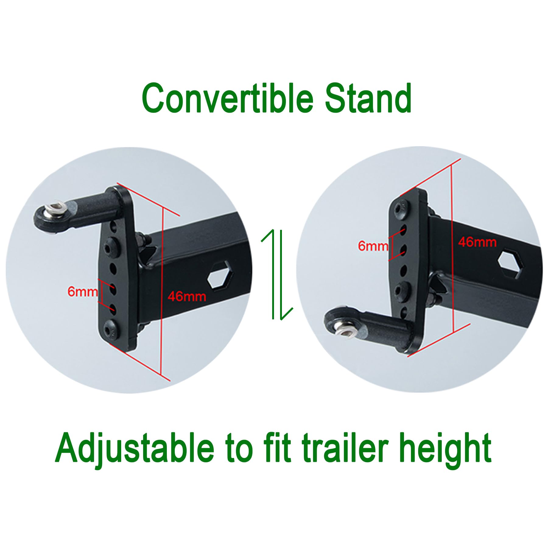 AMK RC Trailer, 1/10 Scale Trailer, Metal 1/10 RC Trailer with RC Trailer Hook Coupler and 1/10 RC Kinetic Winch Strap for 1/10 RC Crawler SCX10 TRX6 Redcat GEN8 TRX4 Upgrades