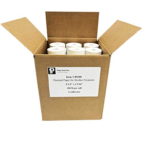 8 1/2" x 100' Thermal Paper - Fits Brother Pocketjet Printers (6890 or 6840) - 6 rolls/case