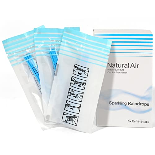 Natural Air Freshener Refills Replacement Compatible for BMW (Sparkling Raindrops) 3 Pack