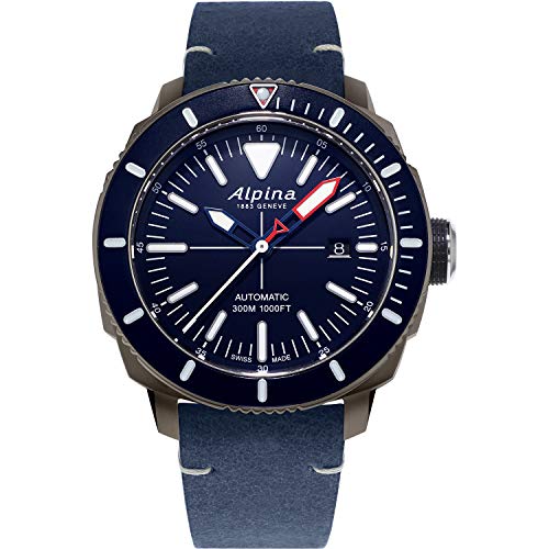 Alpina Men's Seastrong Diver 300 GMT Automatic, Luminous Markers, Uni-Directional Bezel, 1,000 Feet WR, 44mm