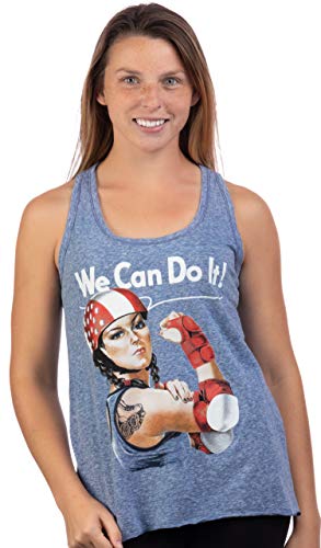 Rosie The Skater | Roller Derby Funny Riveter Racerback Girl Tank Top for Women-(Racerback,M)