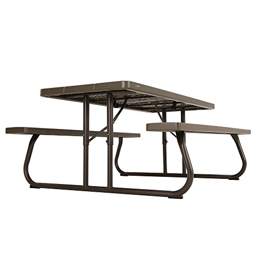 Lifetime 60105 Wood Grain Picnic Table and Benches, 6 Feet, Brown