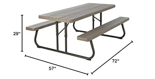 Lifetime 60105 Wood Grain Picnic Table and Benches, 6 Feet, Brown