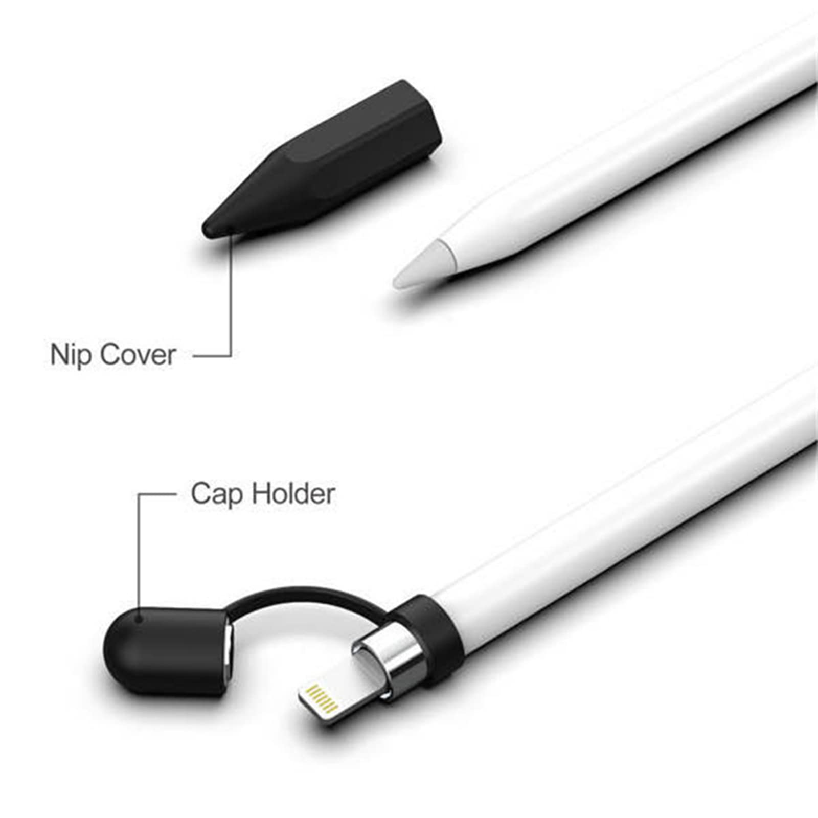 siduater [4-Pack] Silicone Protective Accessories for Apple Pencil 1st Generation, Includes 1 Apple Pencil Cap Replacements, Apple Pencil Cap Holder, Apple Pencil Tip Cover, Adapter Tether, Pink