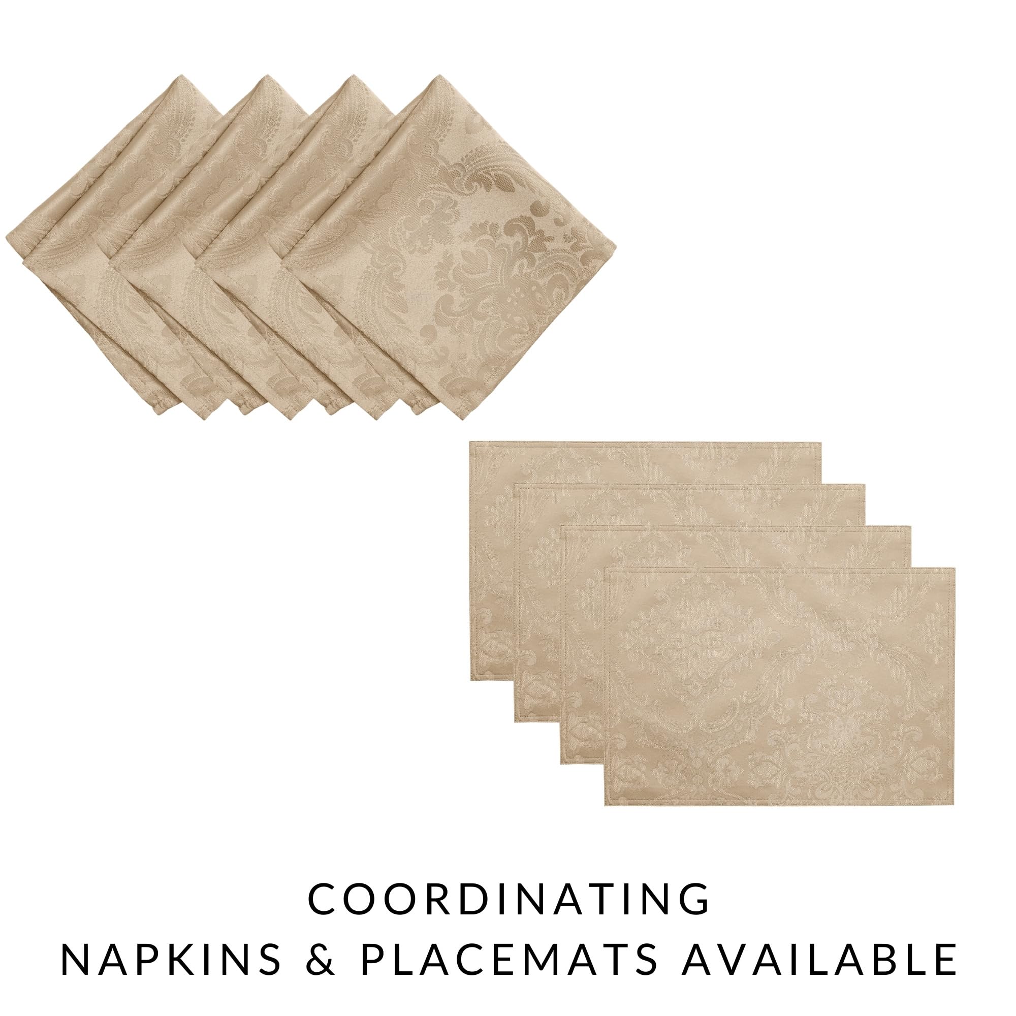 Elrene Home Fashions Caiden Elegance Damask Waterproof, Stain & Wrinkle Resistant Fabric Tablecloth, 60" x 84" Oval, Taupe