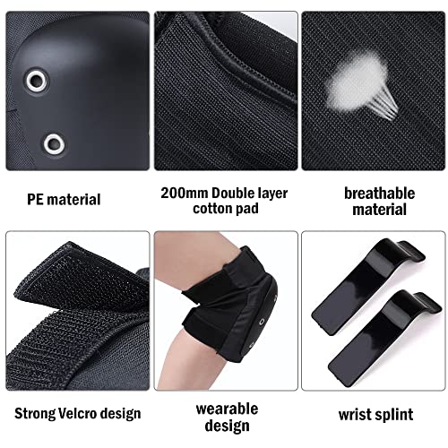 TXJ Sports Adult/Youth Knee Pads Wrist Guards with Elbow Pads Protective Gear Set for Skating Roller Inline Skating Derby Rollerblading Cycling bike scooter