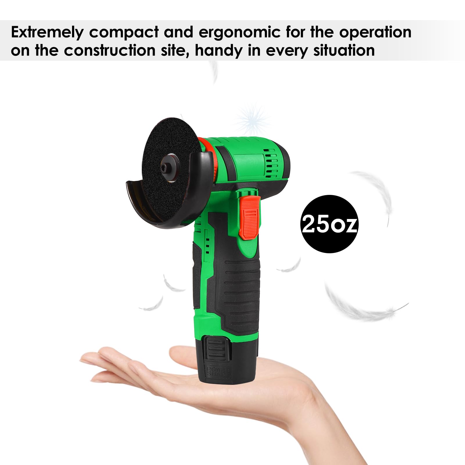 Cordless Angle Grinder, Weytoll 19500 rpm 12V Mini Angle Grinder,with 2 pcs Battery 2pcs Discs, for Plastic/Pipe/Drywall Cutting & Grinding