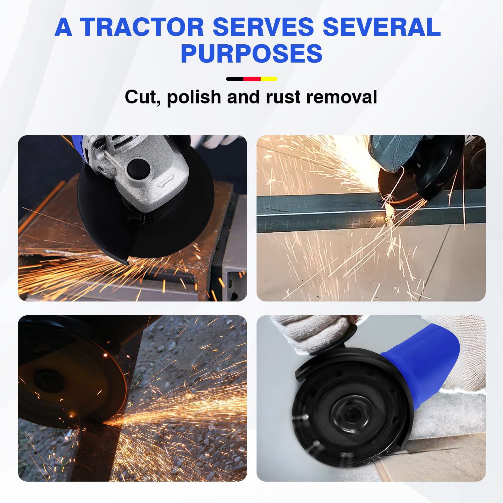 21V Cordless Angle Grinder Kit with 3.0Ah Battery & Charger, 10000RPM Power Angle Grinder with 2 Position Handle, Spanner, Grinding & Cutting Wheels, Flap Disc, Battery Grinder Tool for Metal Wood
