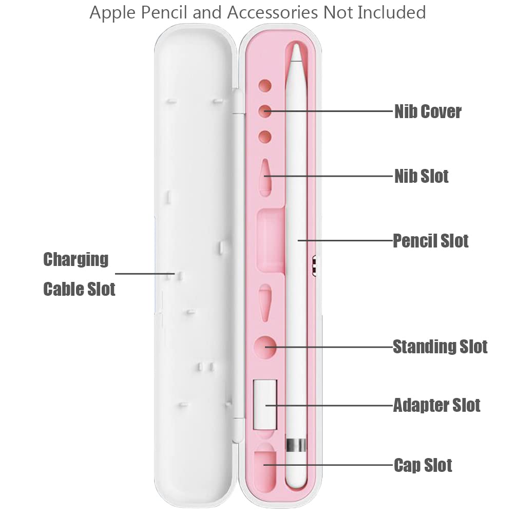 YINVA Pencil Case for Apple Pencil 1st Generation/Apple Pencil 2nd Generation Case Holder, Pen Accessories Storage Case Box Cover Design for Apple iPad Pencil Accessories Tips(Pink)