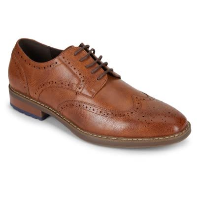 Van Heusen Men's Gino Wingtip Oxford Shoes, Cognac, 12