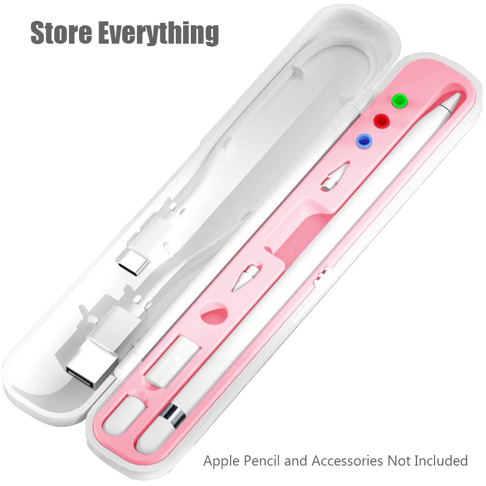 YINVA Pencil Case for Apple Pencil 1st Generation/Apple Pencil 2nd Generation Case Holder, Pen Accessories Storage Case Box Cover Design for Apple iPad Pencil Accessories Tips(Pink)