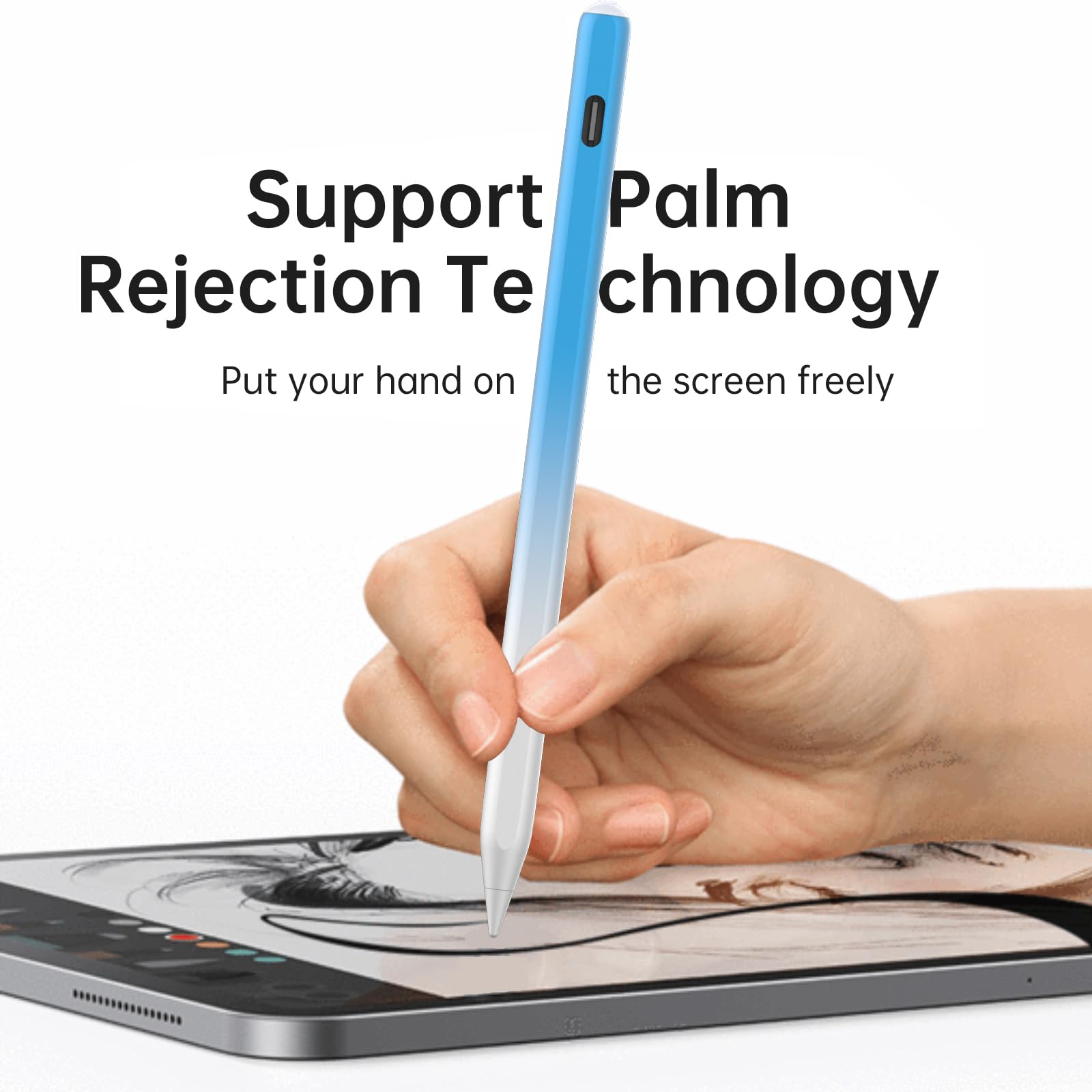 Stylus Pen for Apple iPad 13/12.9/11-inch, iPad Air M2 2024 for 13/11-inch, iPad Pro Pencil 3/4/5/6th Generation, iPad 10th-6th Gen, Compatible (2018-2024) with Fast Charging & Palm Rejection