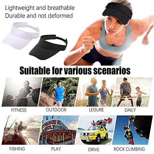 10 Pack Men Women Sun Visor Adjustable UV Protection Blank Sun Visor Hats Caps for Beach Pool Golf Tennis Sports(10Pack-Black)