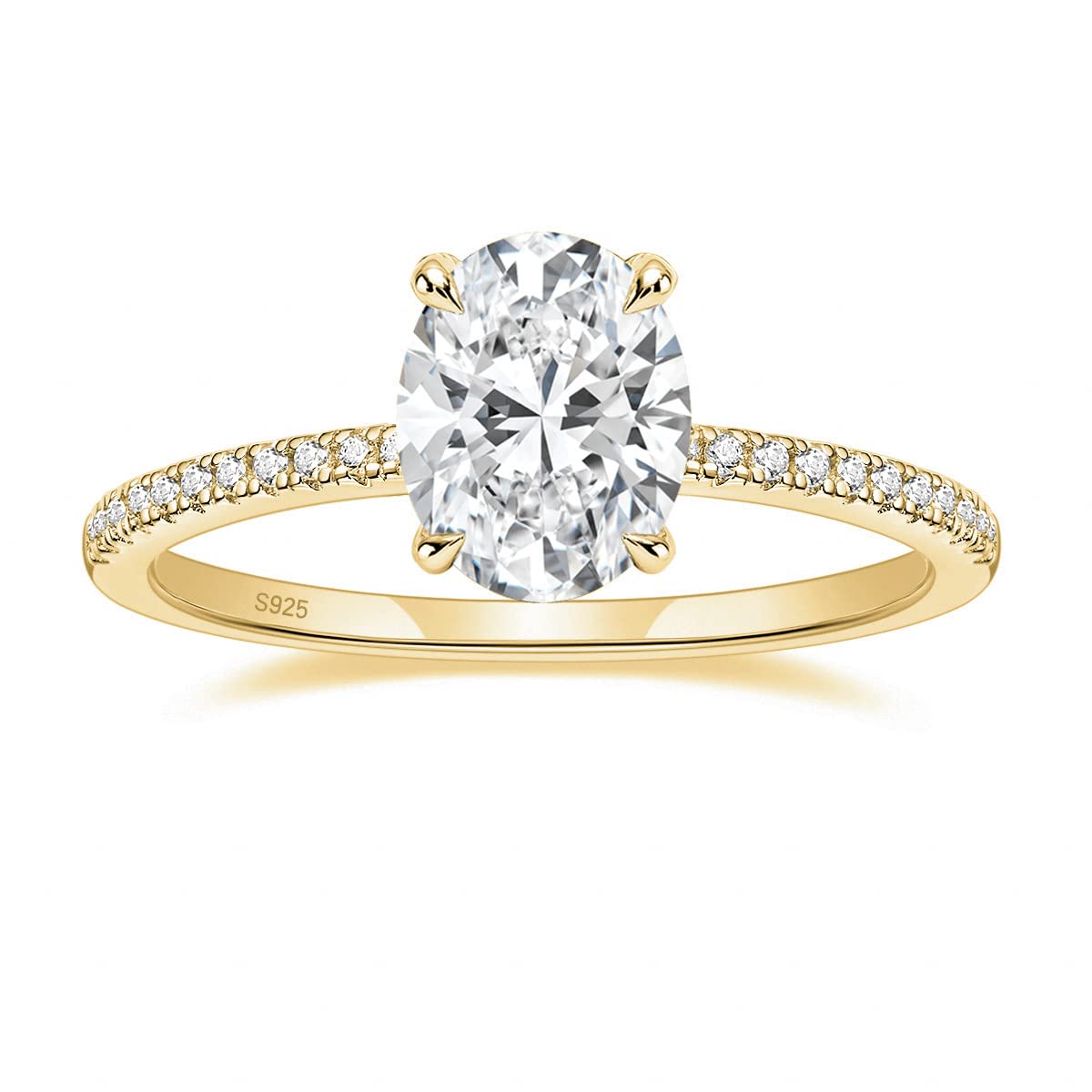 EAMTI 3CT 925 Sterling Silver Engagement Rings Gold Oval Cut Cubic Zirconia CZ Wedding Promise Rings for Her Stunning Wedding Bands for Women Size 6