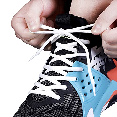 GLymg 4Pair Oval Shoes laces 24 Colors Half Round 1/4" Athletic ShoeLaces for Sport/Running Shoes Shoe String (White/black, 47 in)