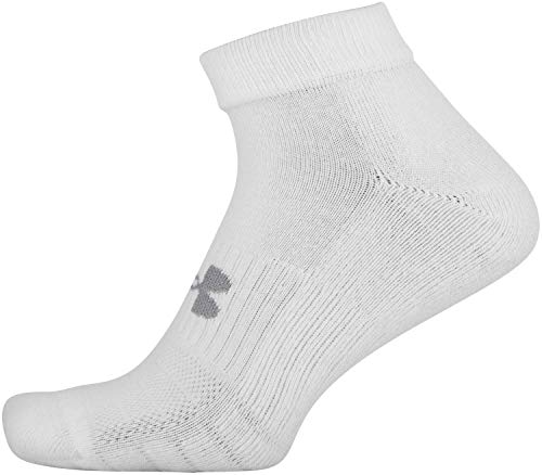 Under Armour Adult Training Cotton Low Cut Socks, Multipairs , White (6-Pairs) , Large