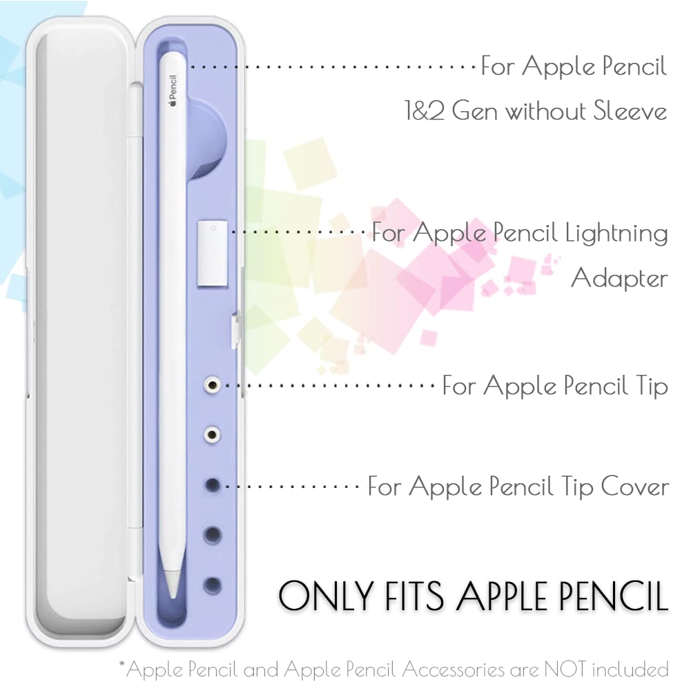 Meowster Storage Box with Lid for Apple Pencil 2nd Gen and 1st Generation - Pen Protective Carrying Case for iPad Pencil - Holder Accessories - Shock-Absorption (Purple)