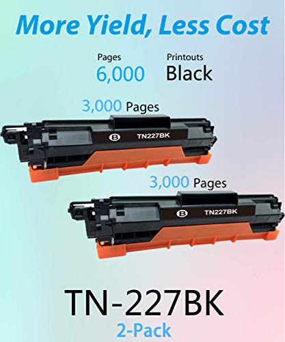 MM MUCH & MORE Compatible Toner Cartridge Replacement for Brother TN-227 TN227 TN227BK TN223 use for MFC-L3770CDW MFC-L3750CDW HL-L3230CDW HL-L3290CDW HL-L3210CW MFC-L3710CW (2 Black)