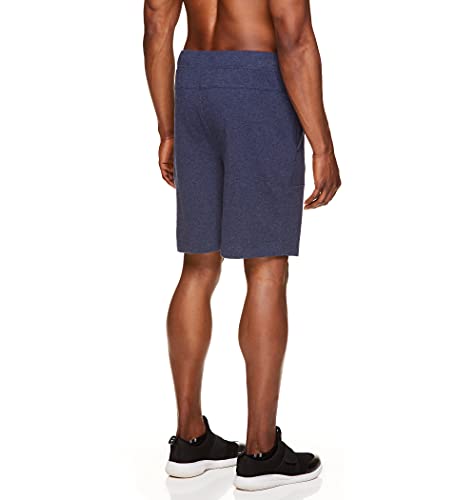 Gaiam Men's French Terry Yoga Shorts - Athletic Gym and Running Sweat Short with Pockets - Synergy Navy Heather, Large