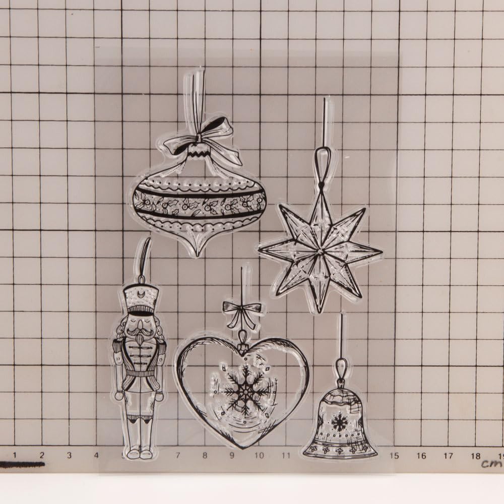 NZJ Merry Christmas Decorative Ball Clear Stamp Background Transparent Silicone Stamp Rubber Stamp for Scrapbook Journal Card Making