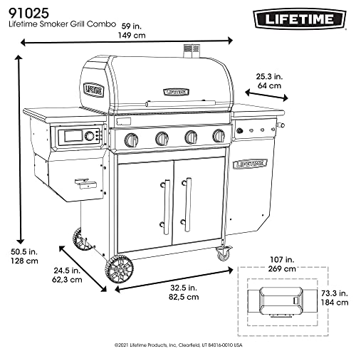 Lifetime Gas Grill and Wood Pellet Smoker Combo, WiFi and Bluetooth Control Technology
