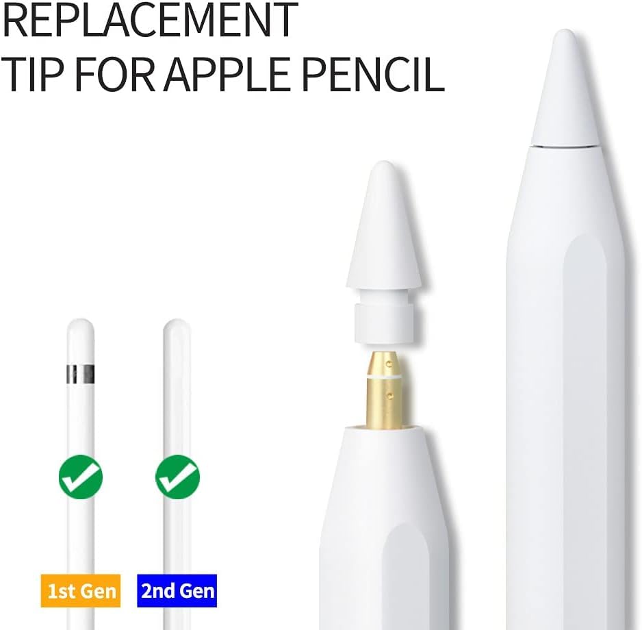 Replacement Tips Compatible with Apple Pencil 2 Gen iPad Pro Pencil - iPencil Nib for iPad Pencil 1 st/Pencil 2 Gen White 12 Pack