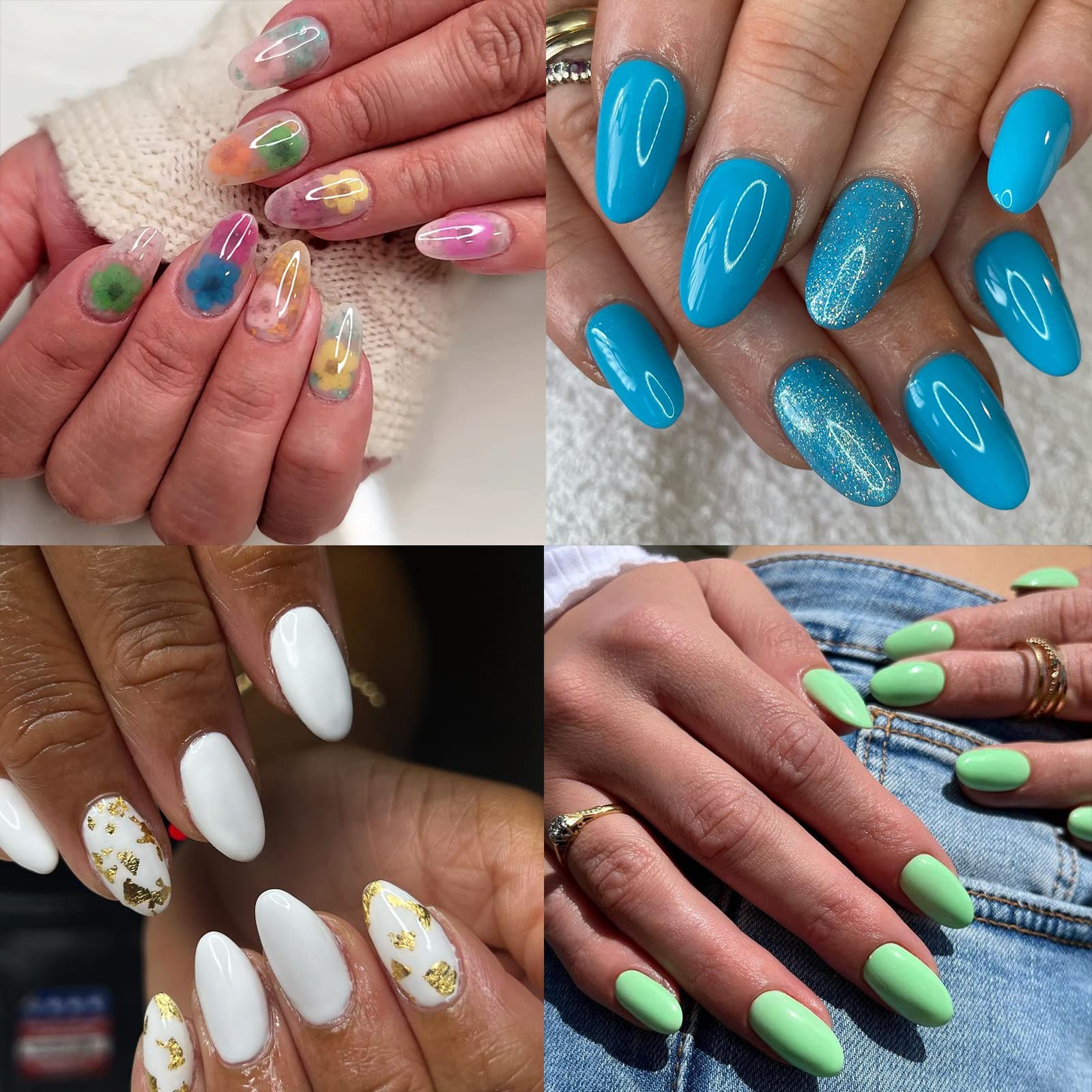 UNA GELLA Round Almond Fake Nails Clear Medium 216 pcs Oval Nail Tips Almond Oval Press on Nails for Full Cover Acrylic Almond Oval Nails French False Nails 12 Sizes False Soft Gel Tips