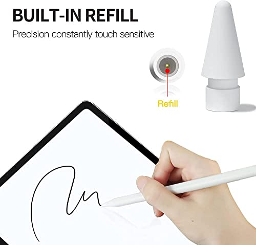 Replacement Tips Compatible with Apple Pencil 2 Gen iPad Pro Pencil - iPencil Nib for iPad Pencil 1 st/Pencil 2 Gen White 12 Pack