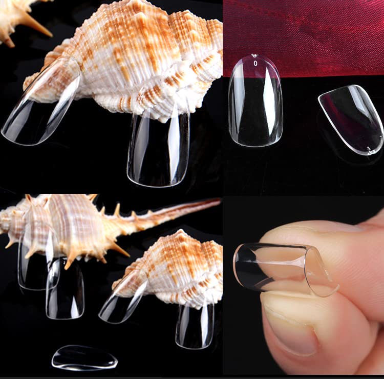 UNA GELLA Round Almond Fake Nails Clear Medium 216 pcs Oval Nail Tips Almond Oval Press on Nails for Full Cover Acrylic Almond Oval Nails French False Nails 12 Sizes False Soft Gel Tips