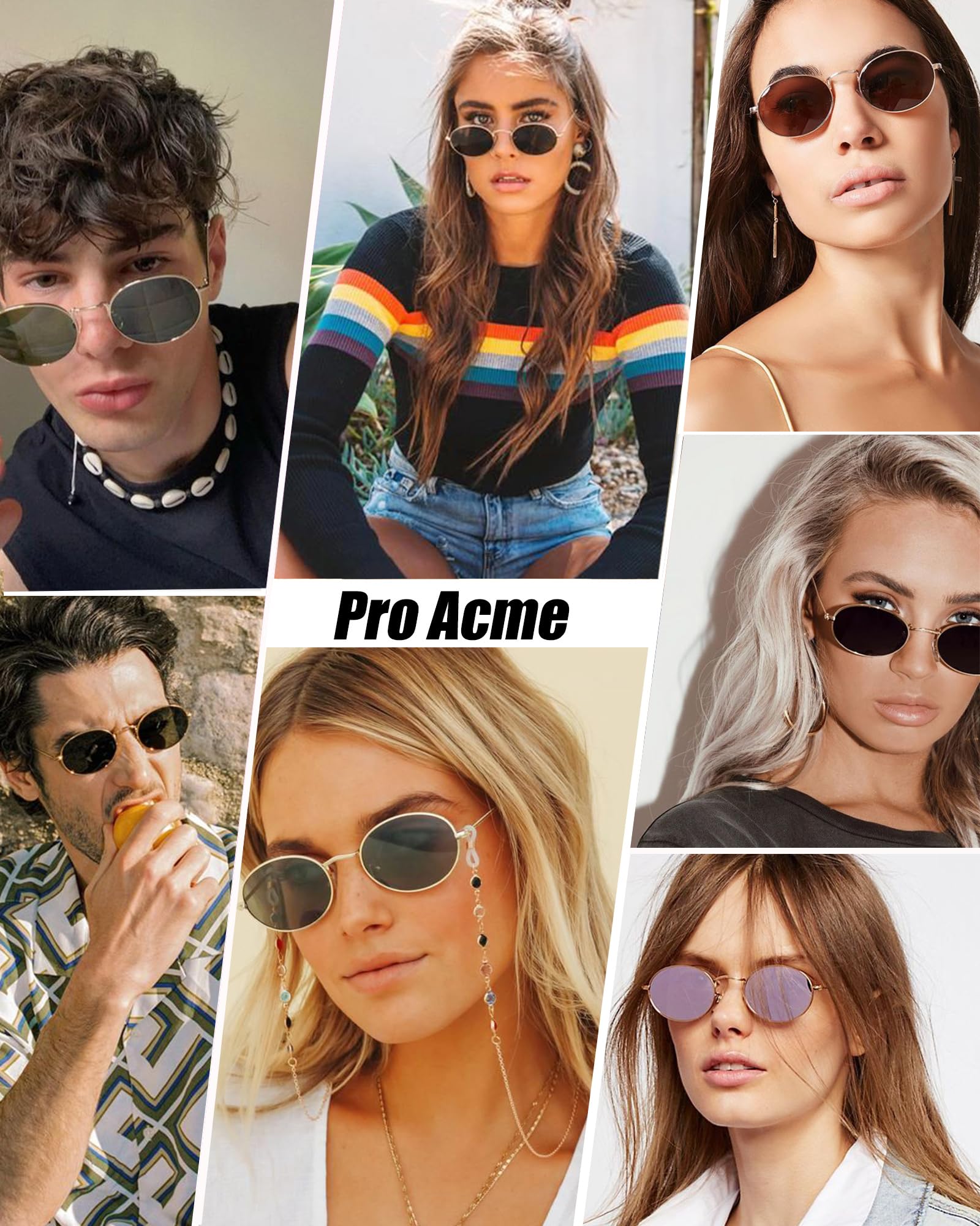 Pro Acme Retro Oval Metal Polarized Sunglasses for Women Men Small Trendy 90s Vintage (Gold/Grey)