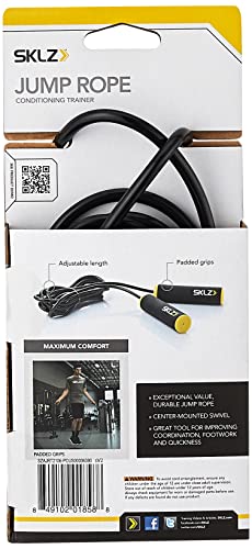 SKLZ Adjustable Jump Rope with Padded Grips , Black/Yellow