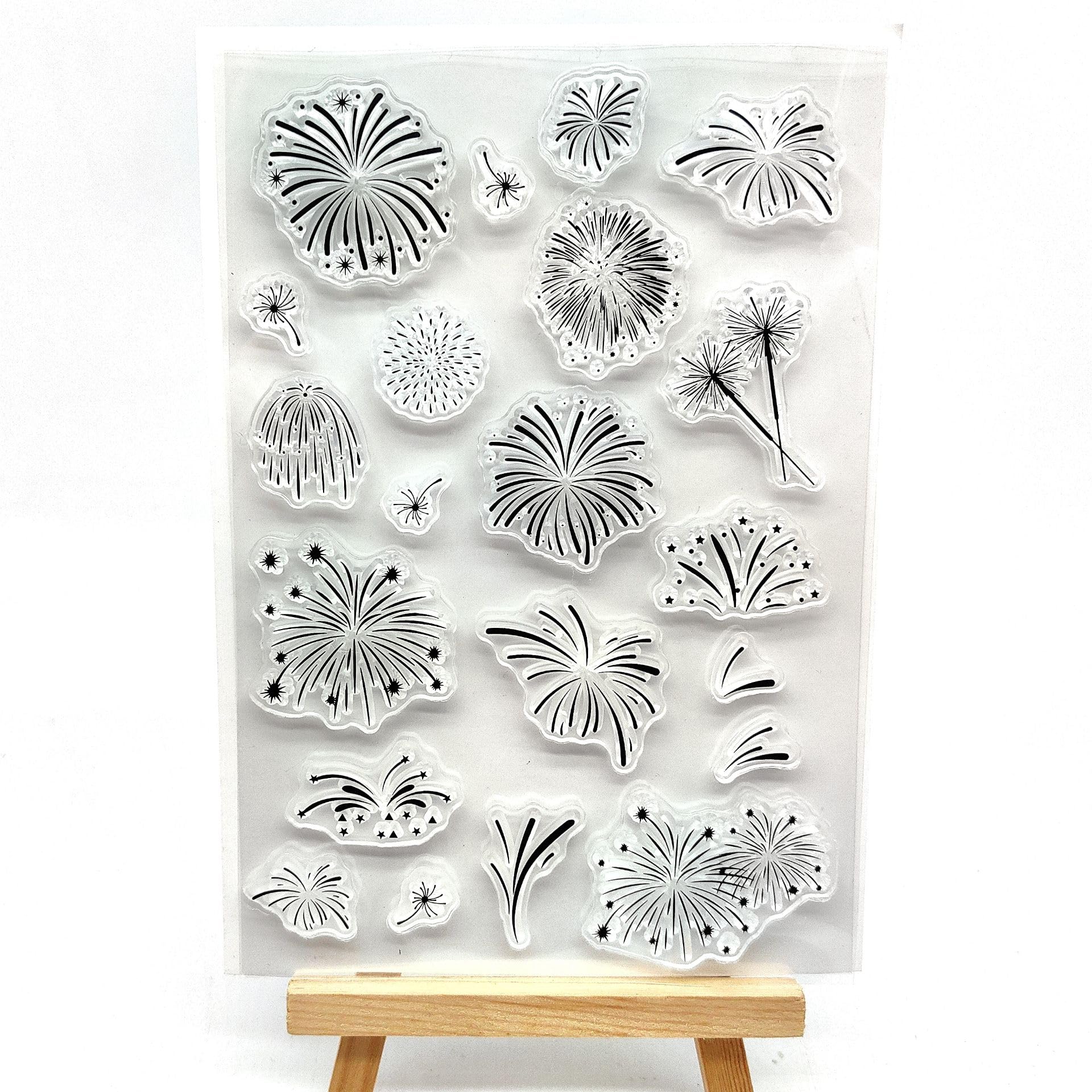 NZJ Merry Christmas Firework Cheer Clear Stamp Background Transparent Silicone Stamp Spill and Splatter Rubber Stamp for Scrapbook Journal Card Making 4.3 x 6.3 Inch